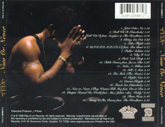 Now Or Never by Tela (CD 1998 Rap-A-Lot Records) in Memphis | Rap - The ...